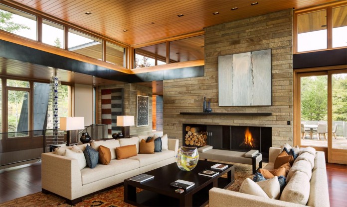 Impressive Modern Home: Smooth Wood & Rugged Stone Blend